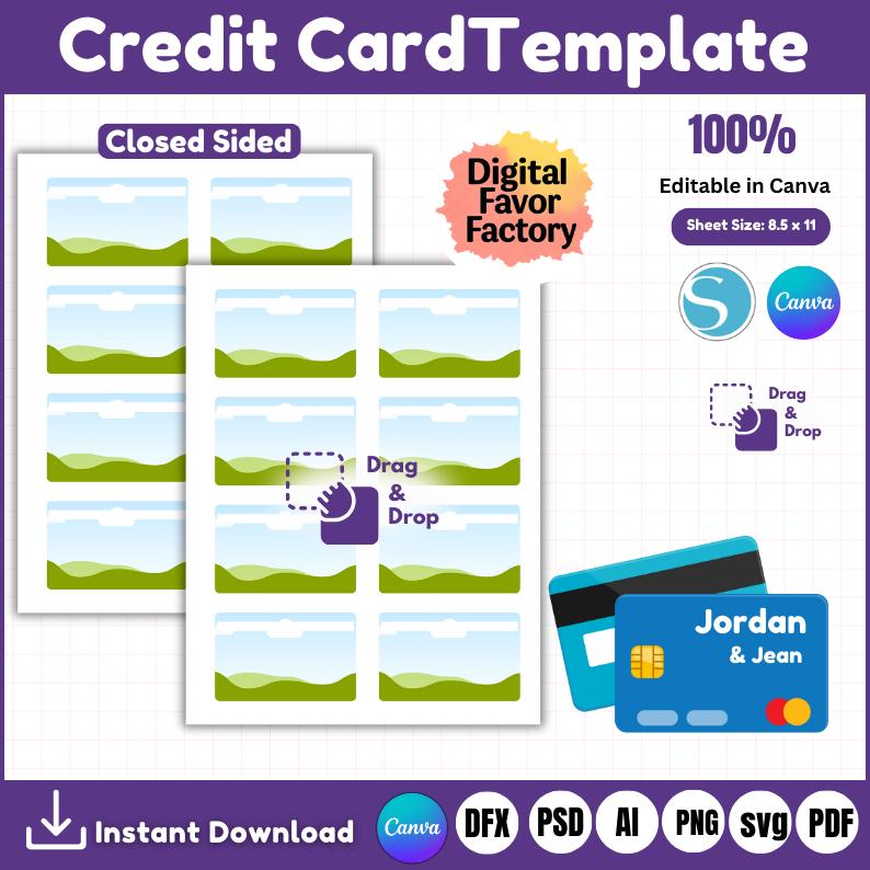 Credit Card Skin Template Canva, Credit Card Sticker, Debit Credit Card ...