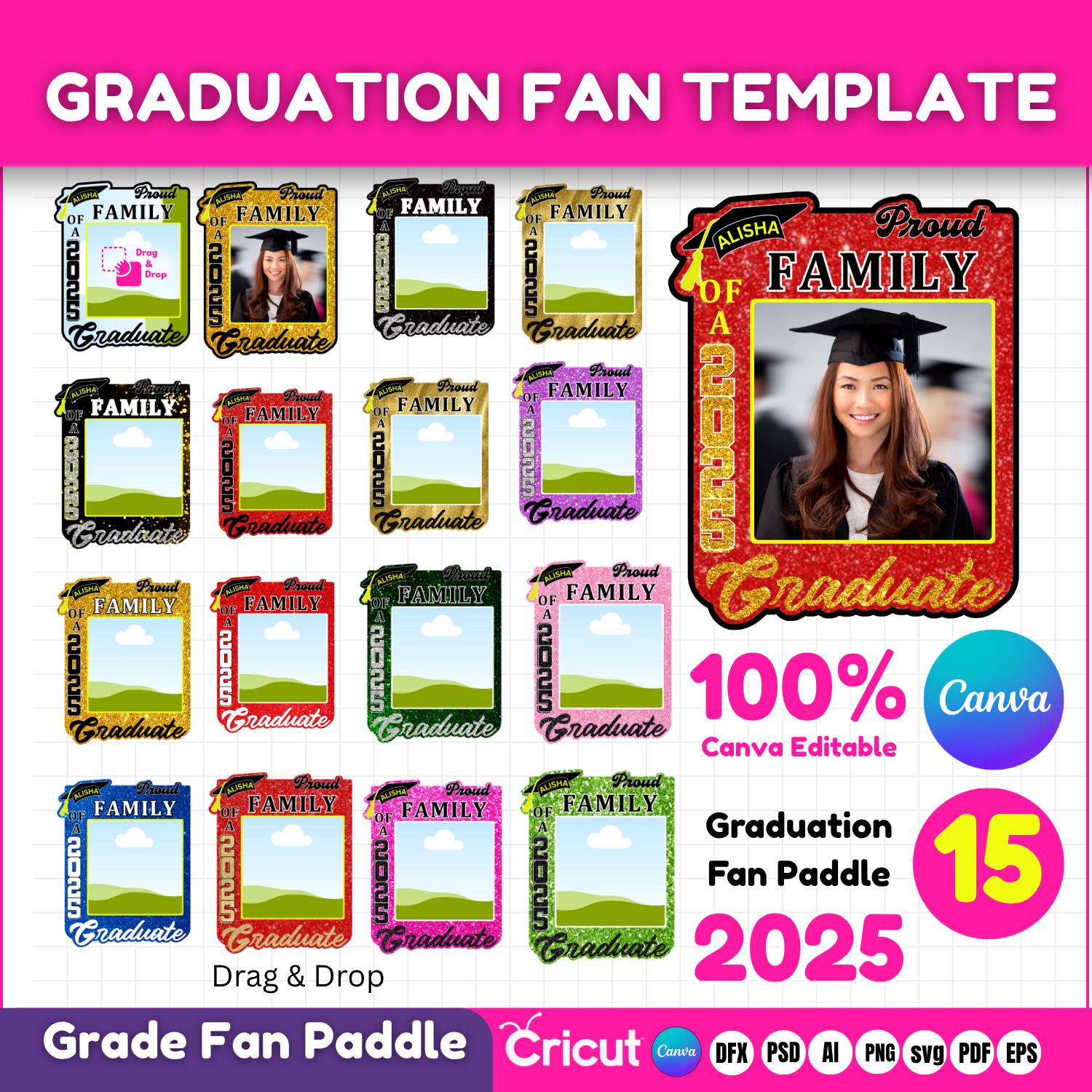 2026 Graduation Paddle Fan Template Bundle, 2026 Grad Fans Template ...
