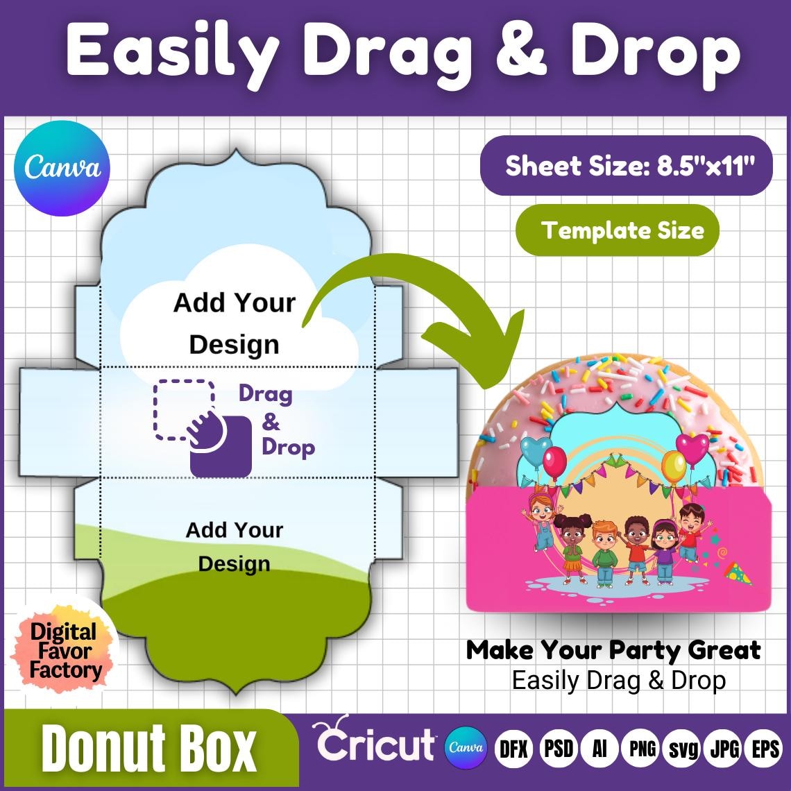 Mini Donut Box Template, Donut Holder Template, Donut Box Svg, Party ...