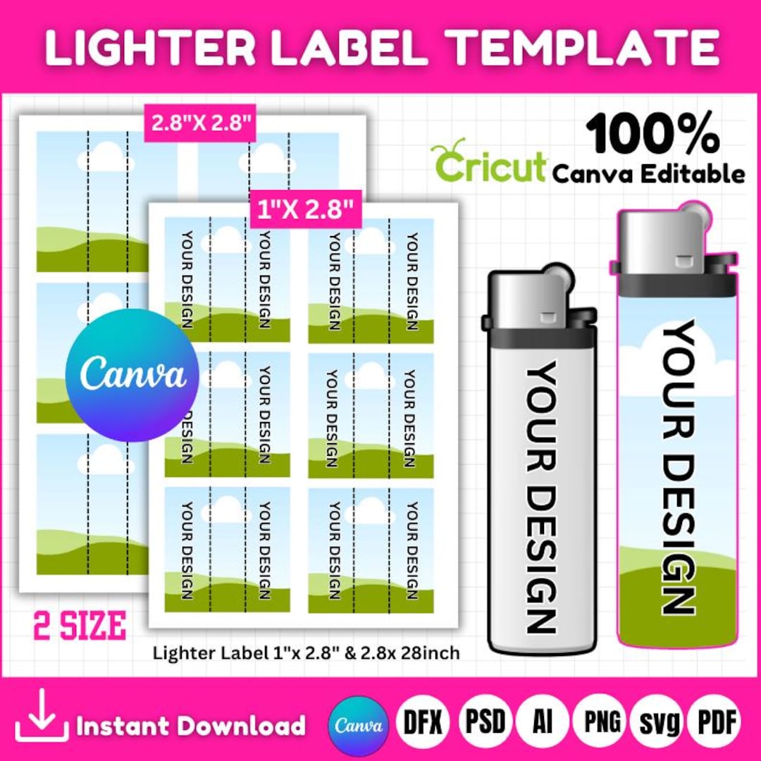 Editable Lighter Label Template, Canva SVG, Party Favor (digital ...