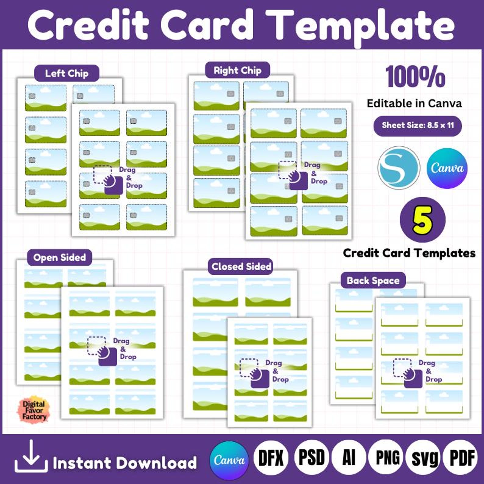 Credit Card Skin Template Canva, Credit Card Sticker, Debit Credit Card ...