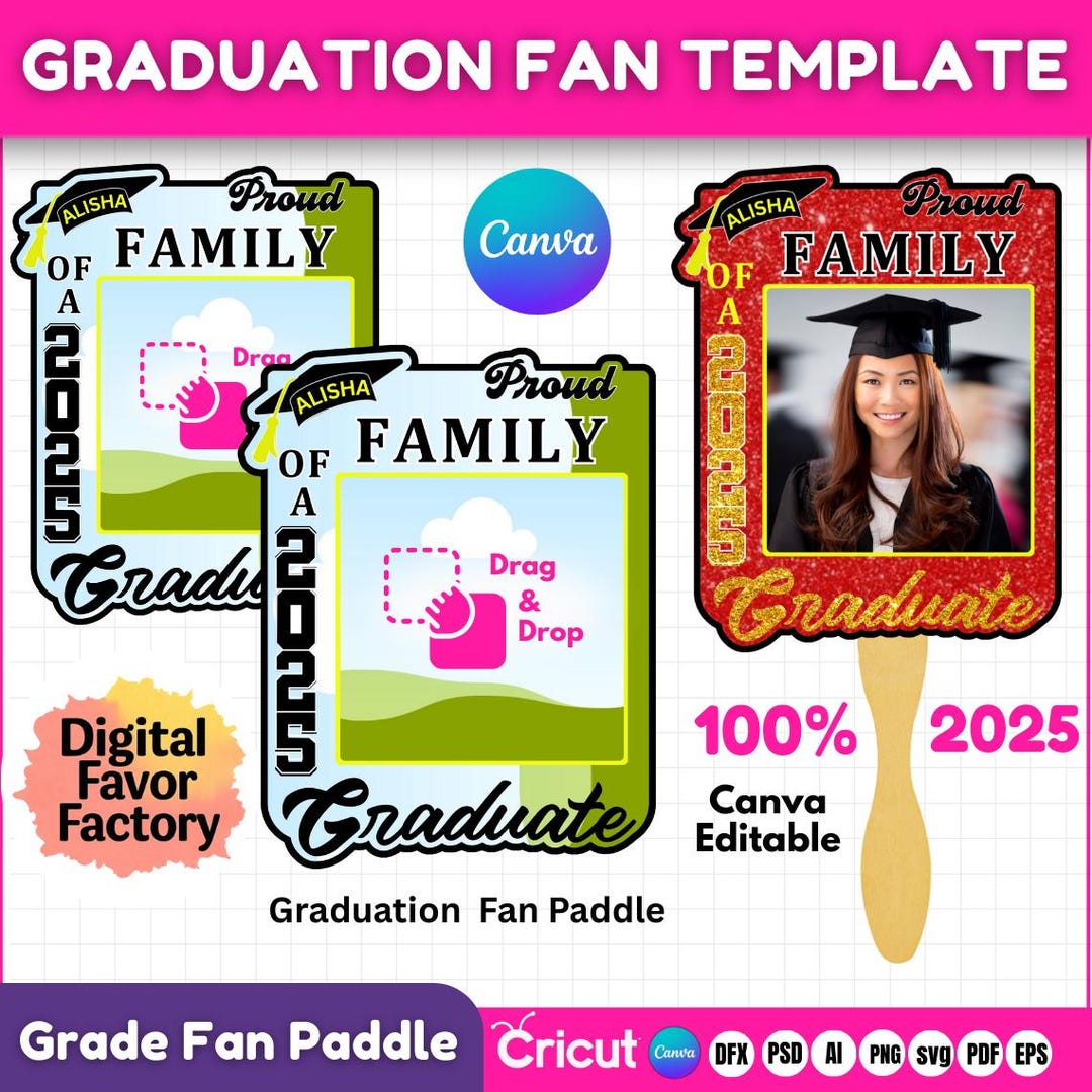 Graduation Fan Template, Grad Paddle Fan Template, Custom Grad Fan ...