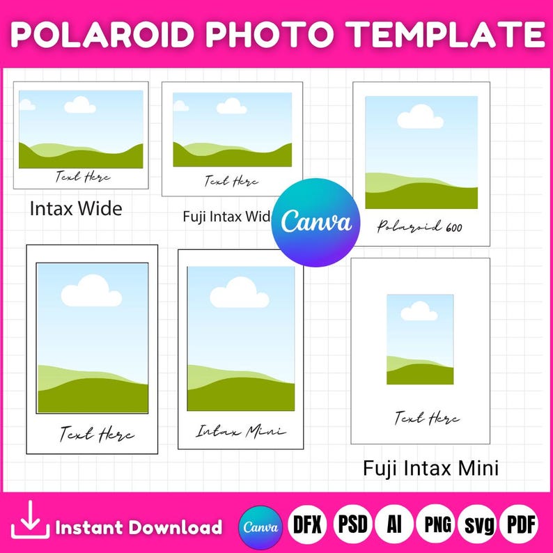 Polaroid Photo Template, Custom Canva Frame Polaroid Photo Template ...
