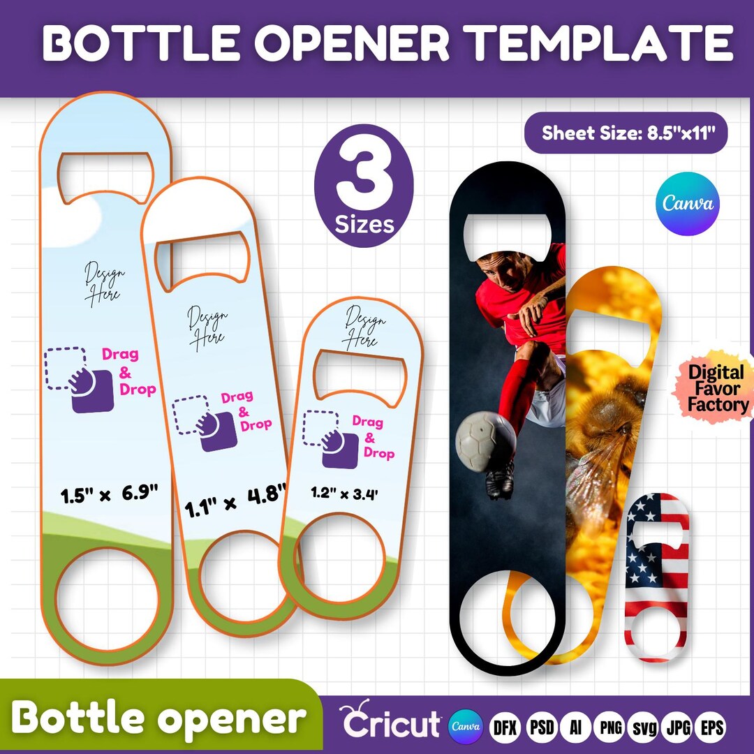 Bottle Opener Template Svg, Bottle Opener Bundle, Beer Bottle Opener Template, Canva Bottle ...