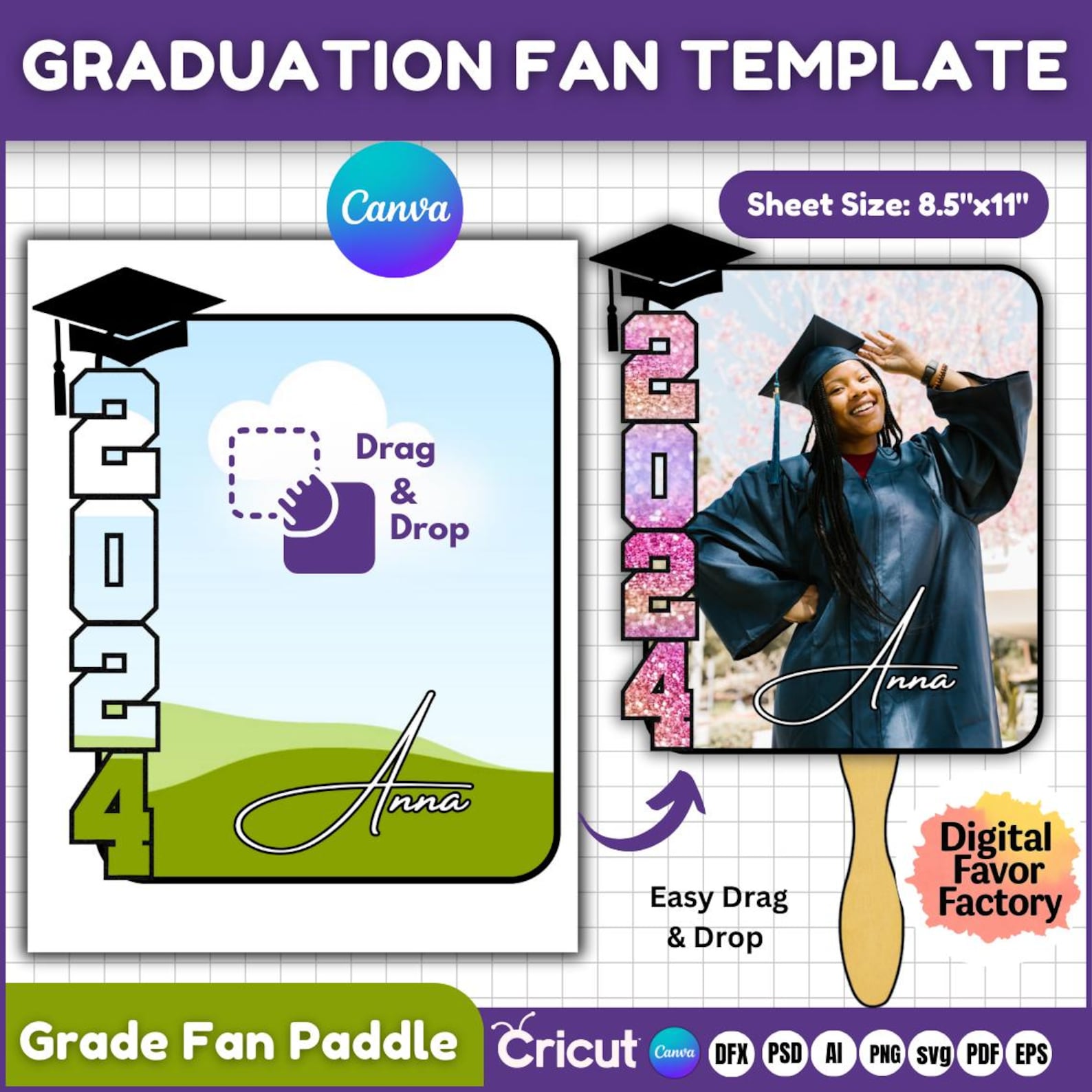 2025 Graduation Fan Template, Grad Paddle Fan Template, Custom Grad Fan ...