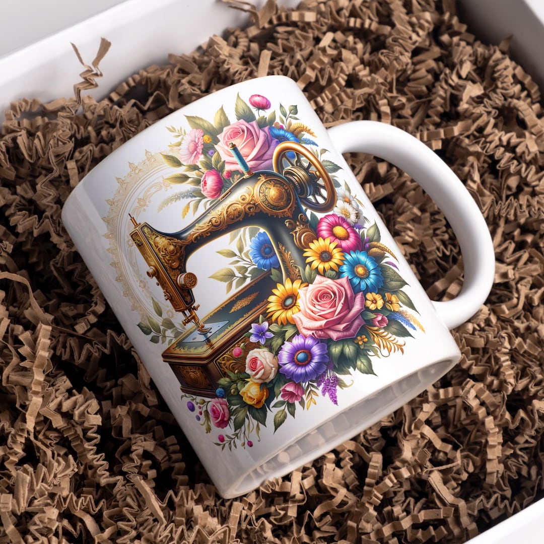 Sewing Machine Mug Warp, 11 Oz & 15 Oz Coffee Mug Png, Sewing Mug ...
