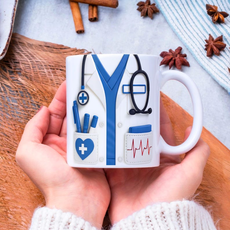Medical Appreciation Mug Wrap, 11 oz & 15 oz Coffee Mug Wrap, 3D Doctor ...