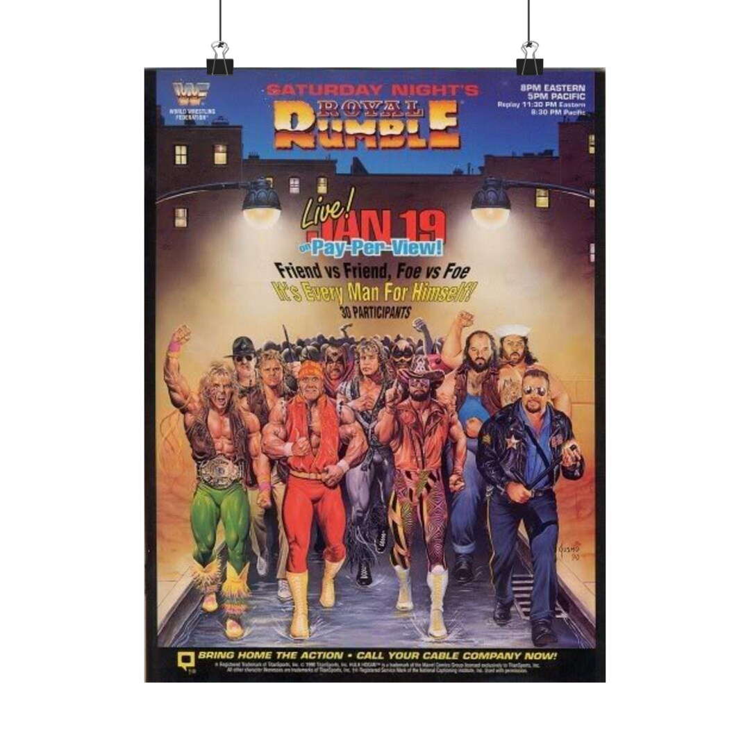 WWF Royal Rumble 1992 Retro Vintage Event Print, Wrestling Poster ...