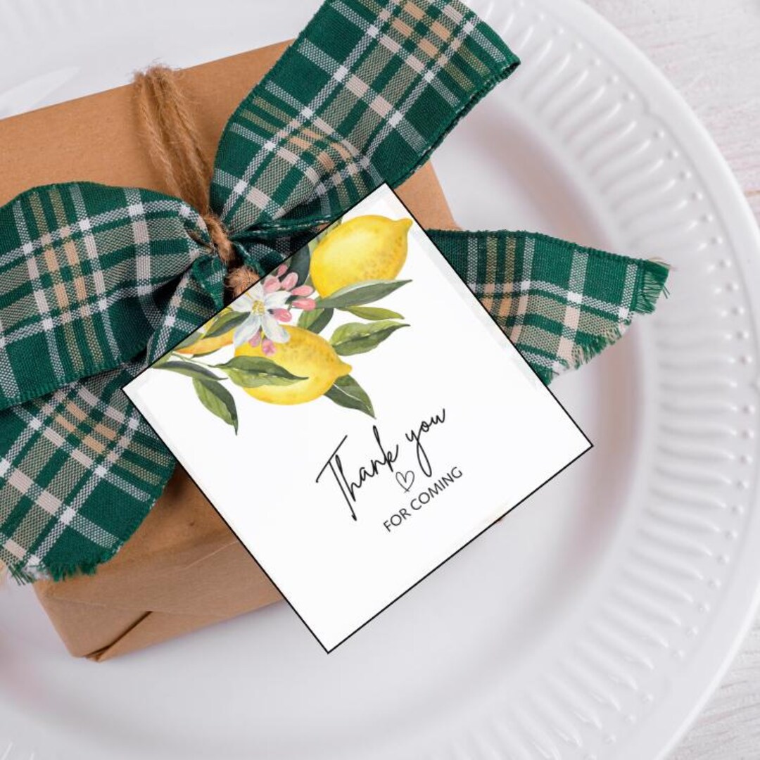 Lemon Thank You Tags: Watercolor Citrus Blossom Design (editable ...