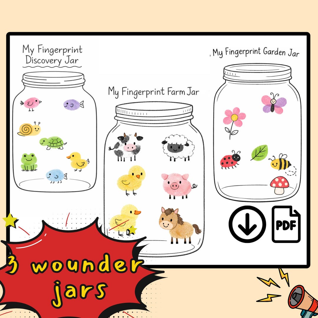 Fingerprint Jar Preschool Worksheets Bundle ,fine Motor Skills Arts for ...