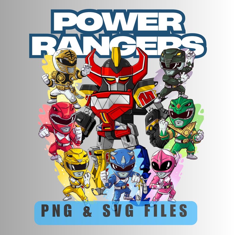 Power Rangers Chibi PNG & SVG Bundle, Seamless Pattern (digital ...