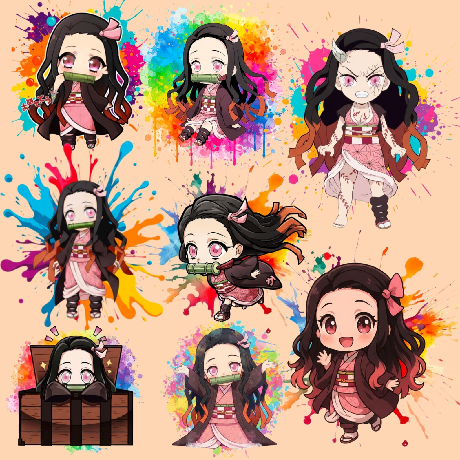 NEZUKO Chibi Bundle: | T-shirt Design | Seamless Pattern | 300 Dpi |D T ...
