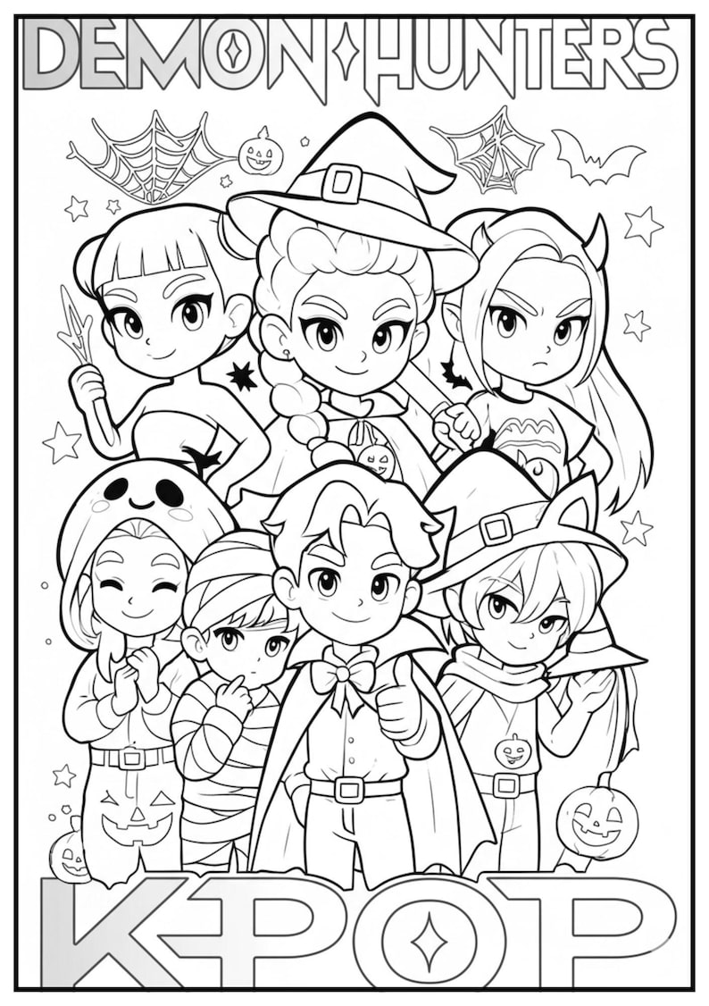 Huntrix Kpop Demon Hunters Coloring Book | 120 Pages Coloring Book for ...