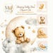 Watercolor Teddy Bear Moon Clipart Set: Nursery Art PNG Digital ...