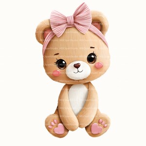 Pink Teddy Bear Clipart Set: Watercolor Nursery Art Digital Download - Etsy