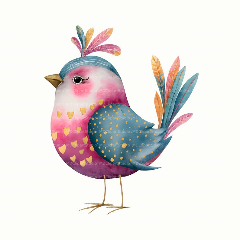 Watercolor Birds Clipart Set: Whimsical PNG Illustrations (digital ...
