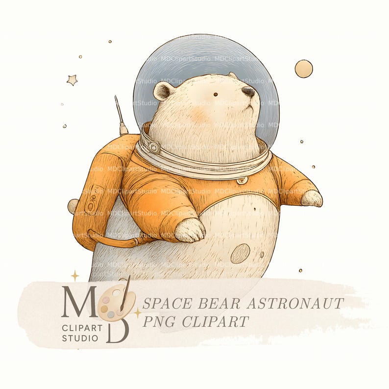 Space Bear Astronaut Clipart - Cute Space Bear Illustration PNG ...