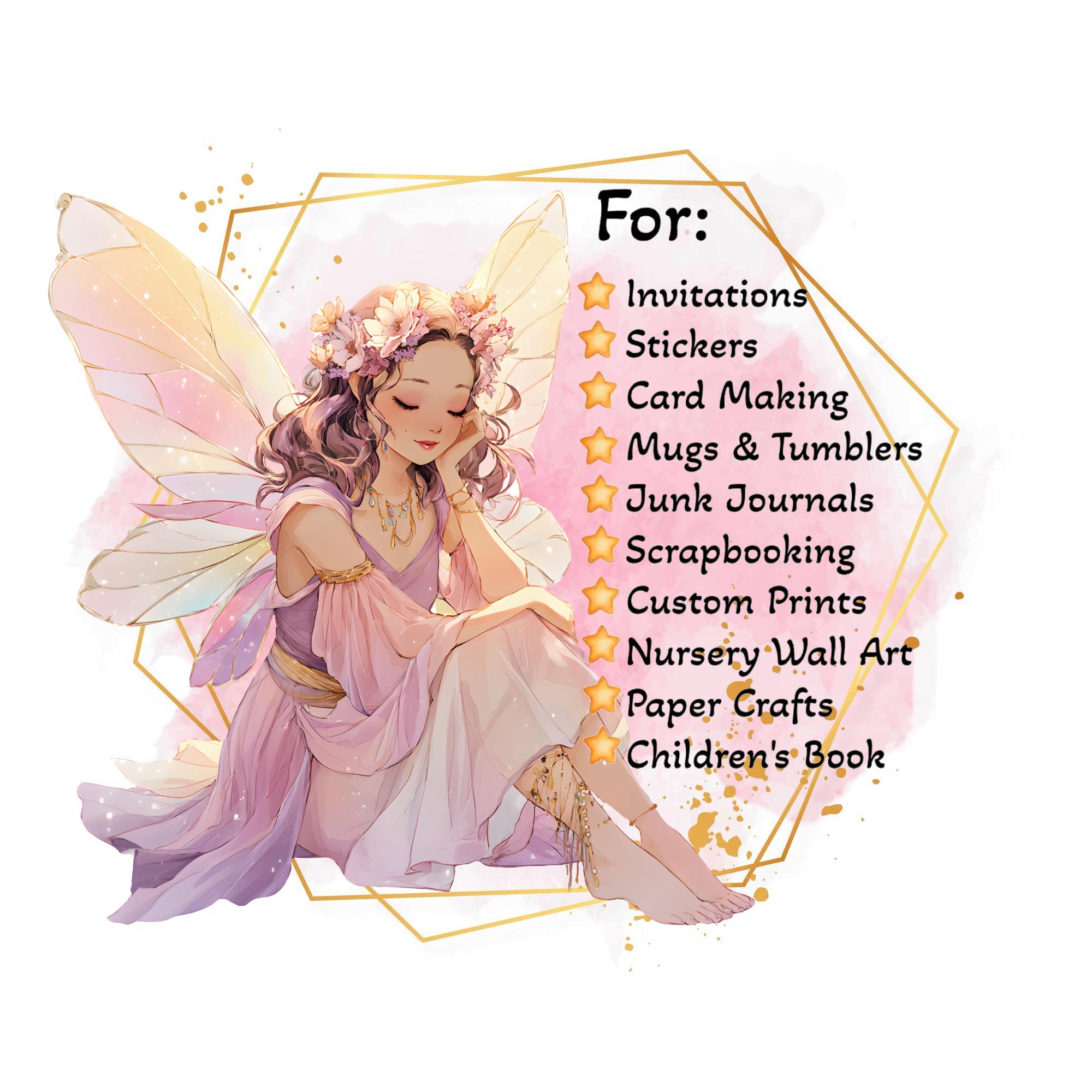 Watercolor Fairy Clipart Bundle: Elegant Fantasy PNG Designs Digital ...