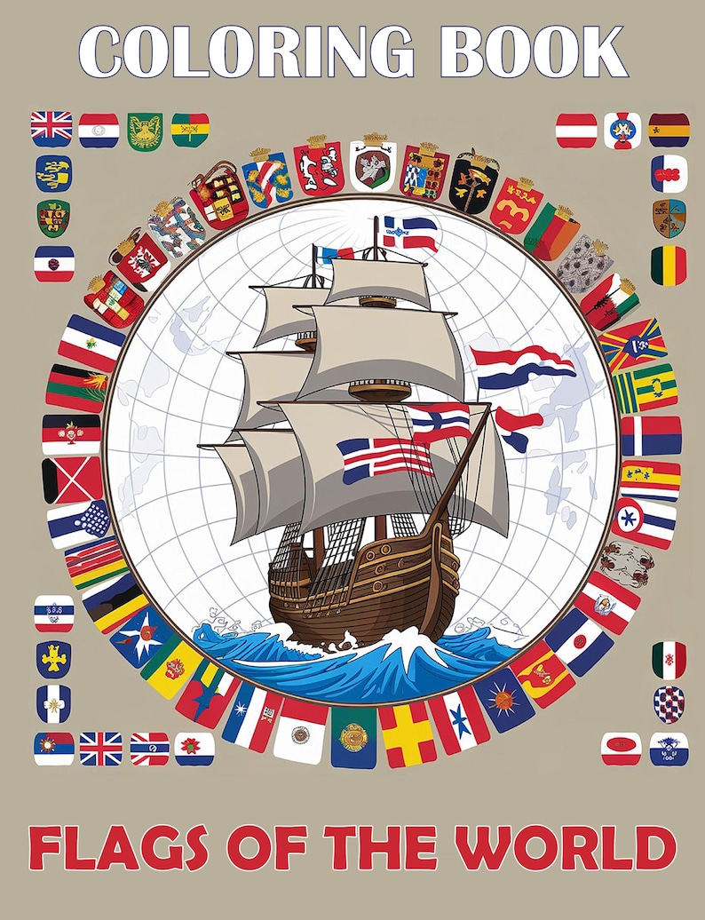 Printable Instant Download PDF Coloring Book - Flags of the World - Etsy