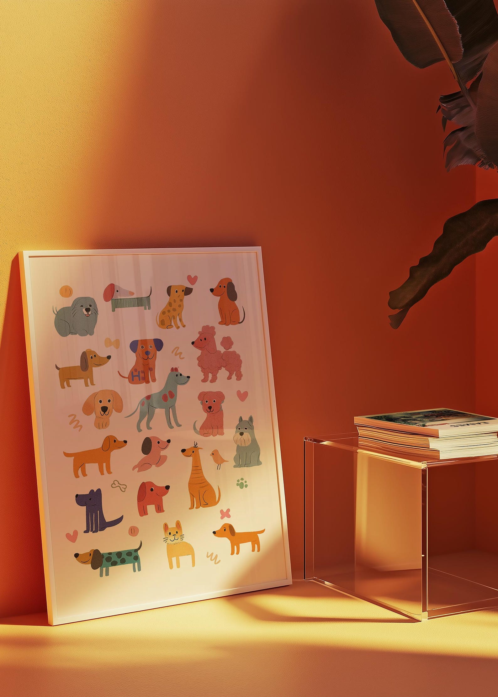 Cute Dog Print Wall Art Colorful Dog Breeds Poster for Kids Room Decor ...