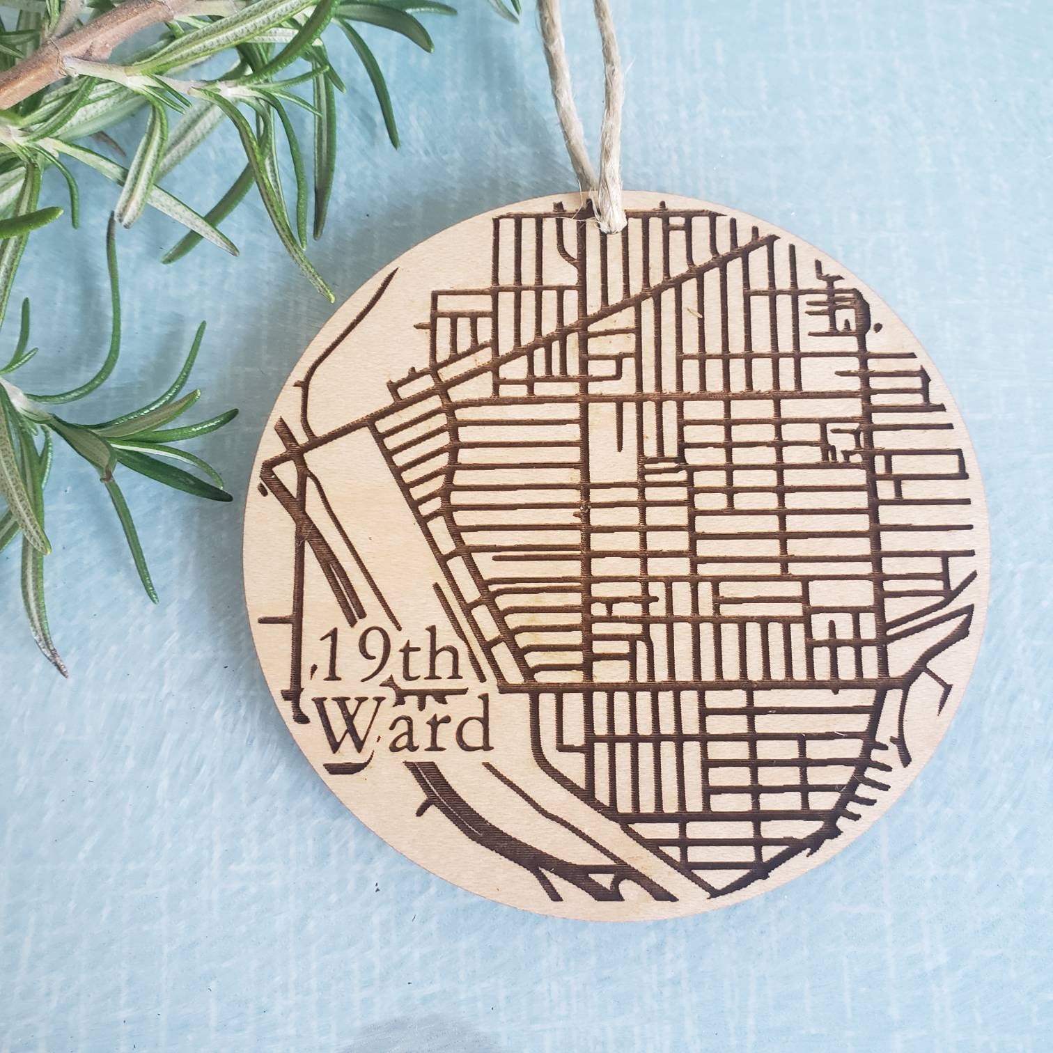 19th Ward Ornament Map Street Art Wooden Ornament Town | Etsy