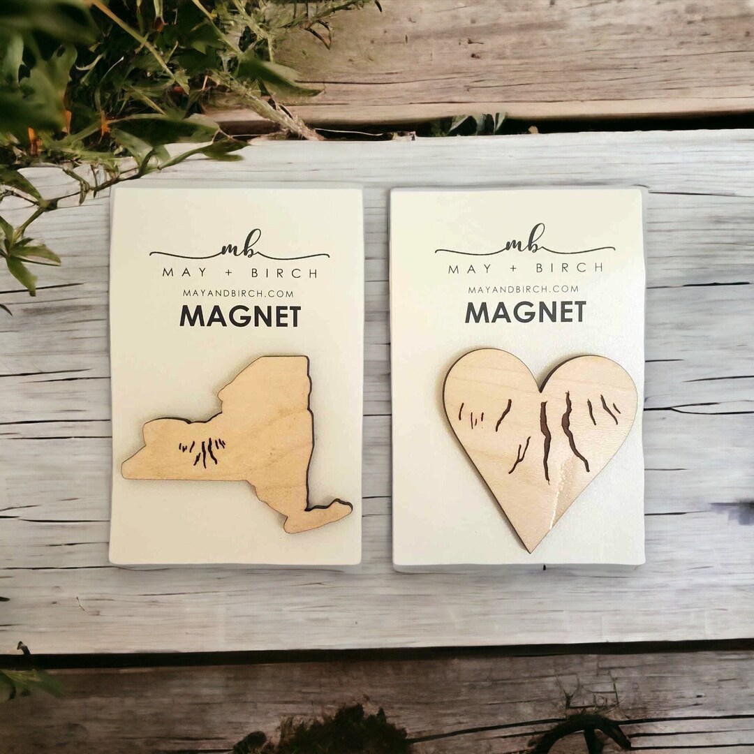 Finger Lakes Magnet, Wooden, Small Gift, Lasercut, Wood, Heart, Magnet ...