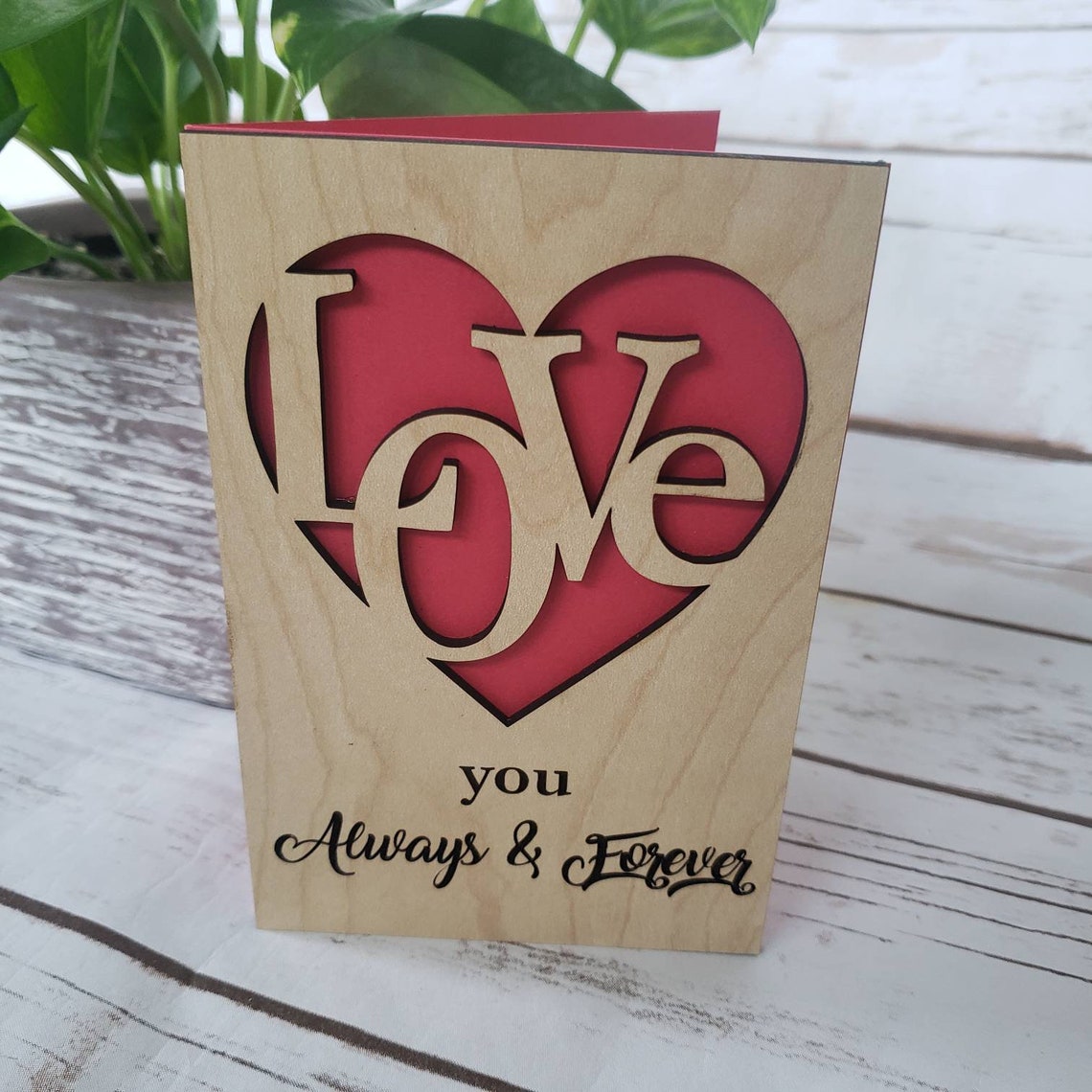 Love You Always and Forever, Card, Wooden, Wooden Card, Greeting Card ...