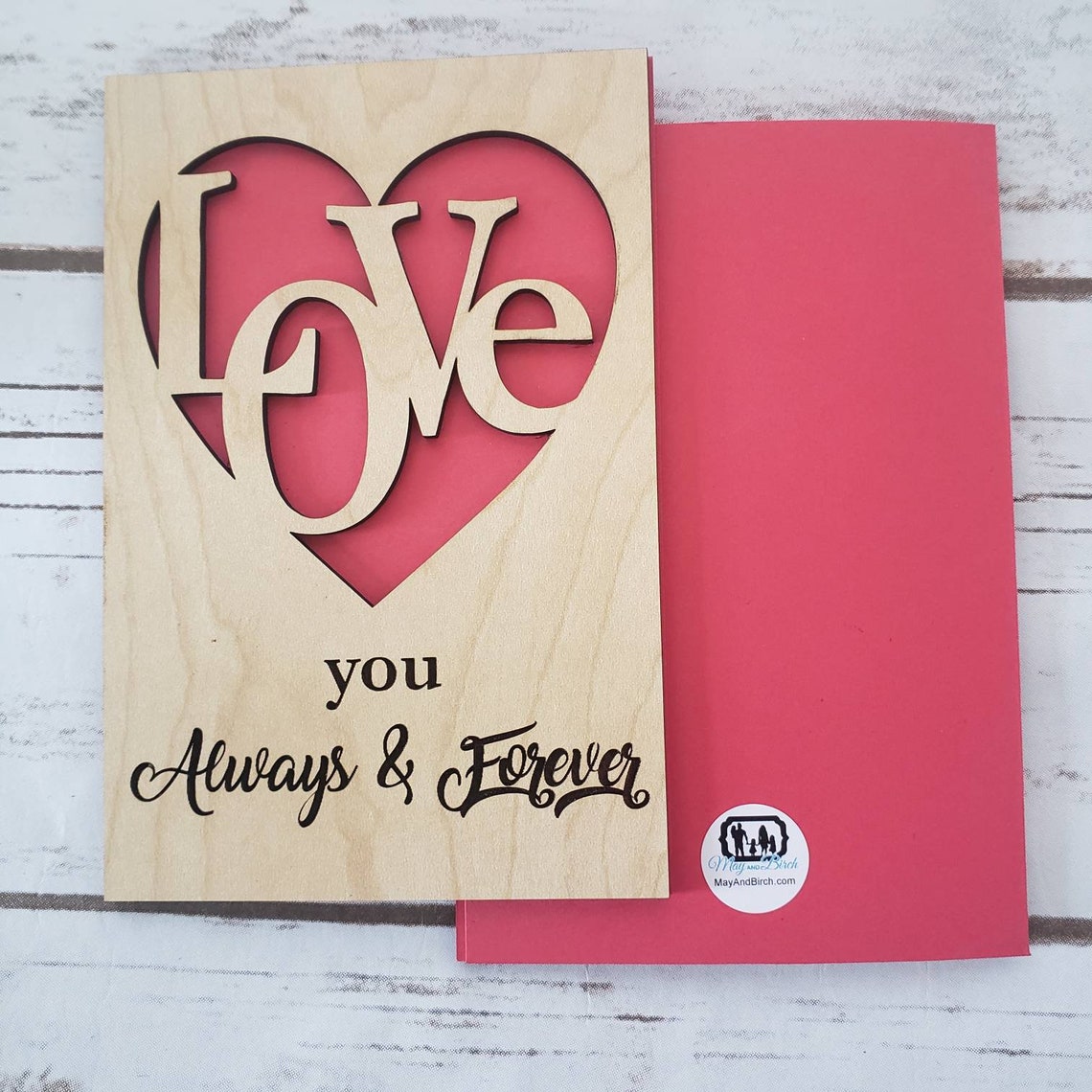 Love You Always and Forever Card Wooden Wooden Card - Etsy