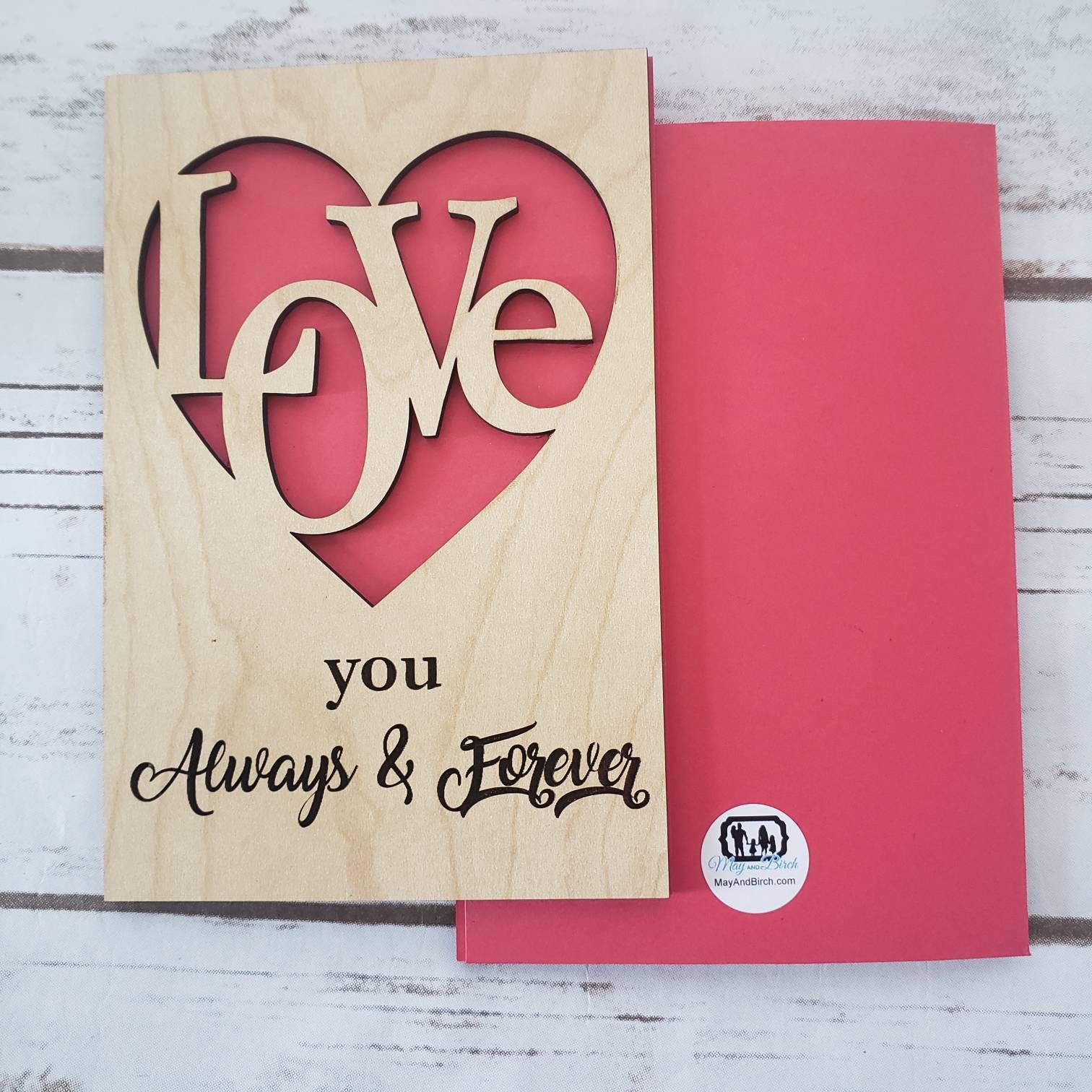 Love You Always and Forever, Card, Wooden, Wooden Card, Greeting Card ...