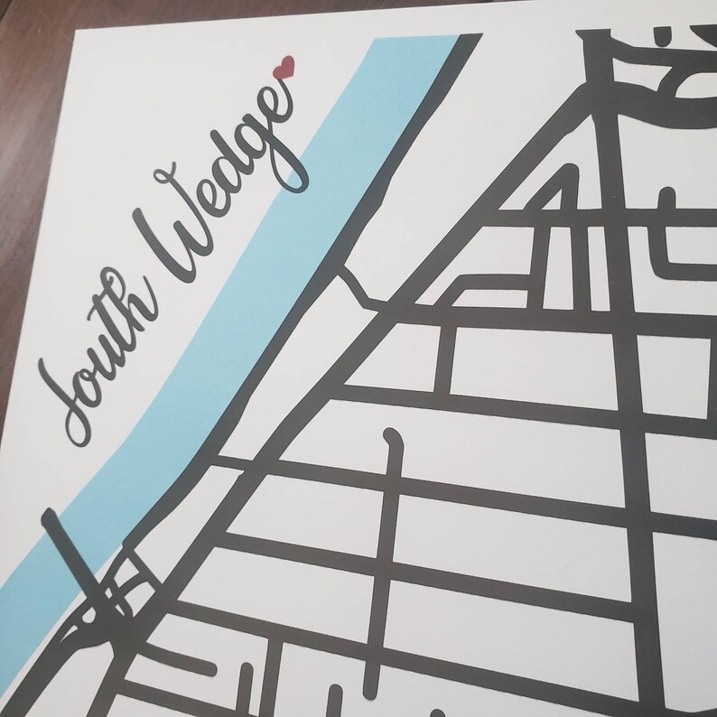 8x8 South Wedge Map Street Art City Art Flower City I - Etsy