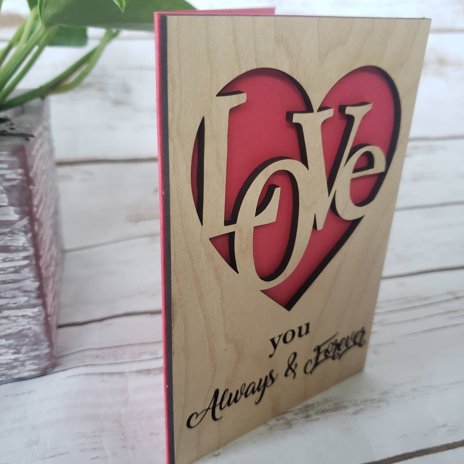 Love You Always and Forever, Card, Wooden, Wooden Card, Greeting Card ...