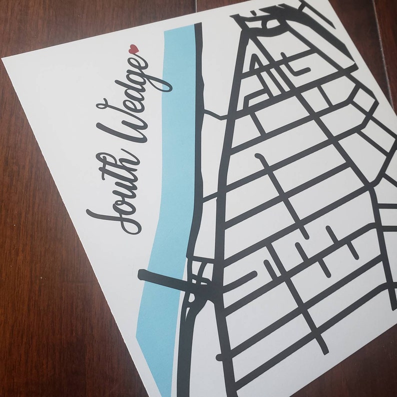 8x8 South Wedge Map Street Art City Art Flower City I - Etsy