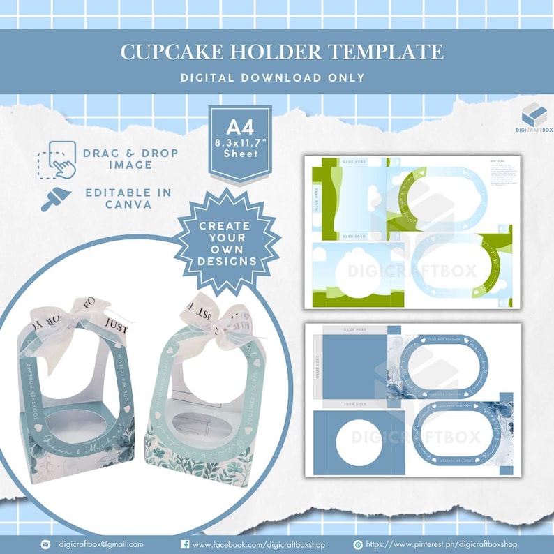 Editable Cupcake Holder Template, Cupcake Box Template, DIY Bakery ...