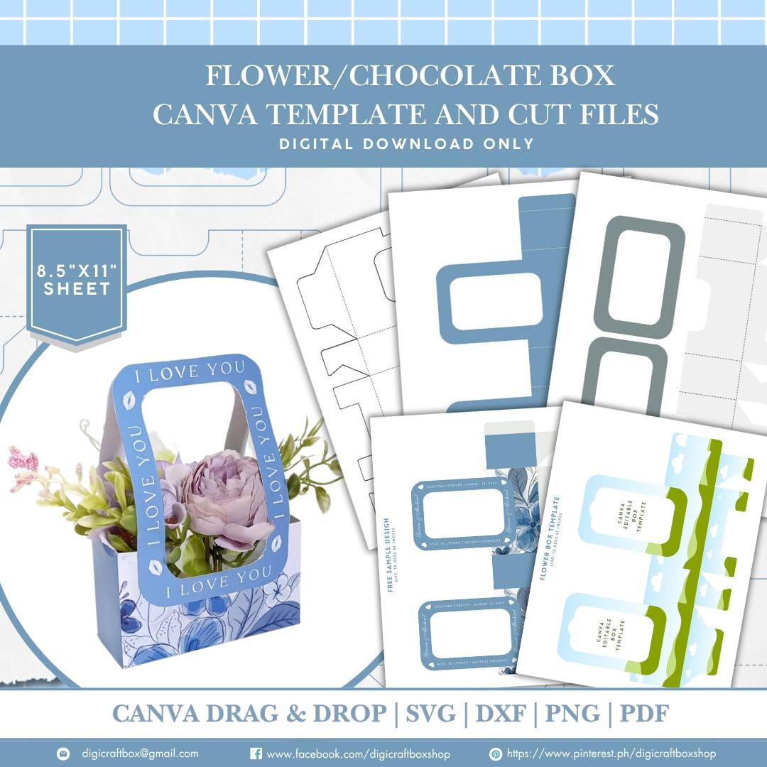Flower Box Template & Cut Files | SVG | Editable Flower Holder | Gift ...
