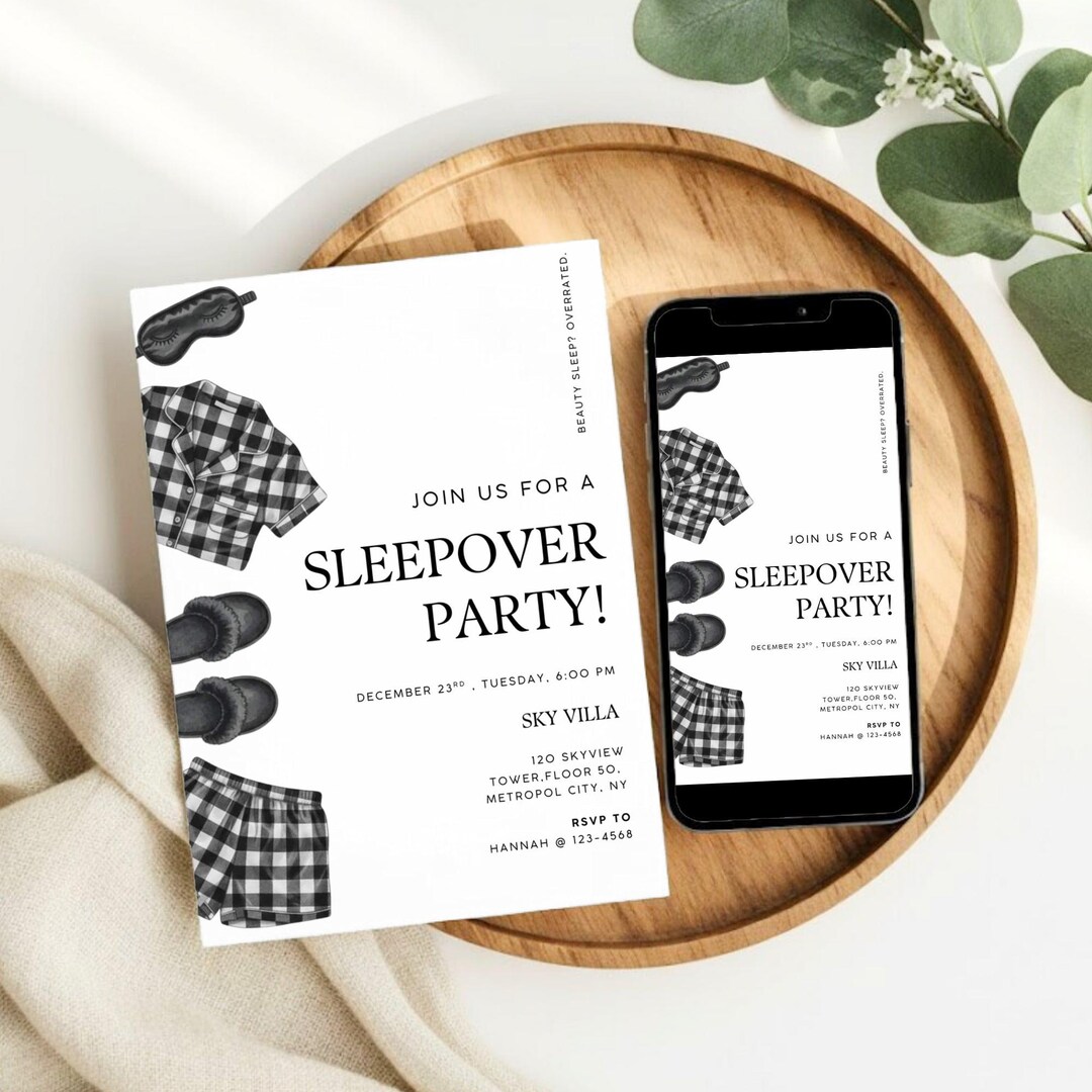 Sleepover Party Invitation, Teen & Adult Pajama Party Invite, Girls ...