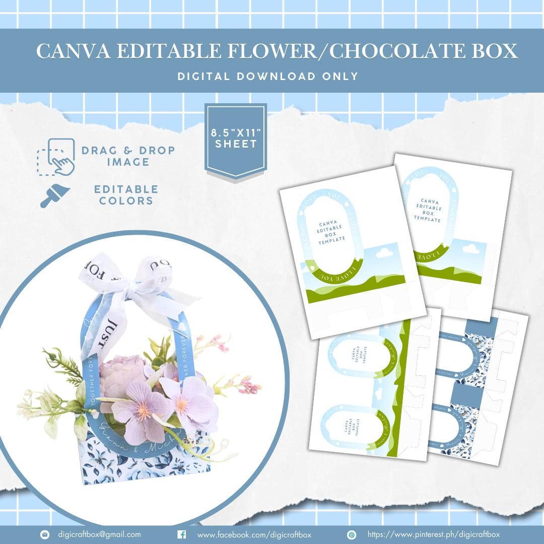 Flower Box Template | Editable Box Template | Flower Holder | Gift for ...