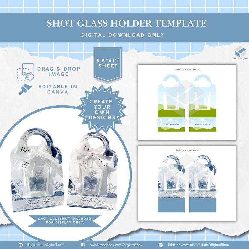 Editable Shot Glass Holder Template, DIY for Wedding Favors, Party ...