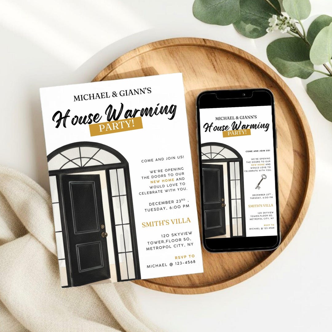 Minimalist House Warming Invitation, New Home Party Invite, Open Door ...