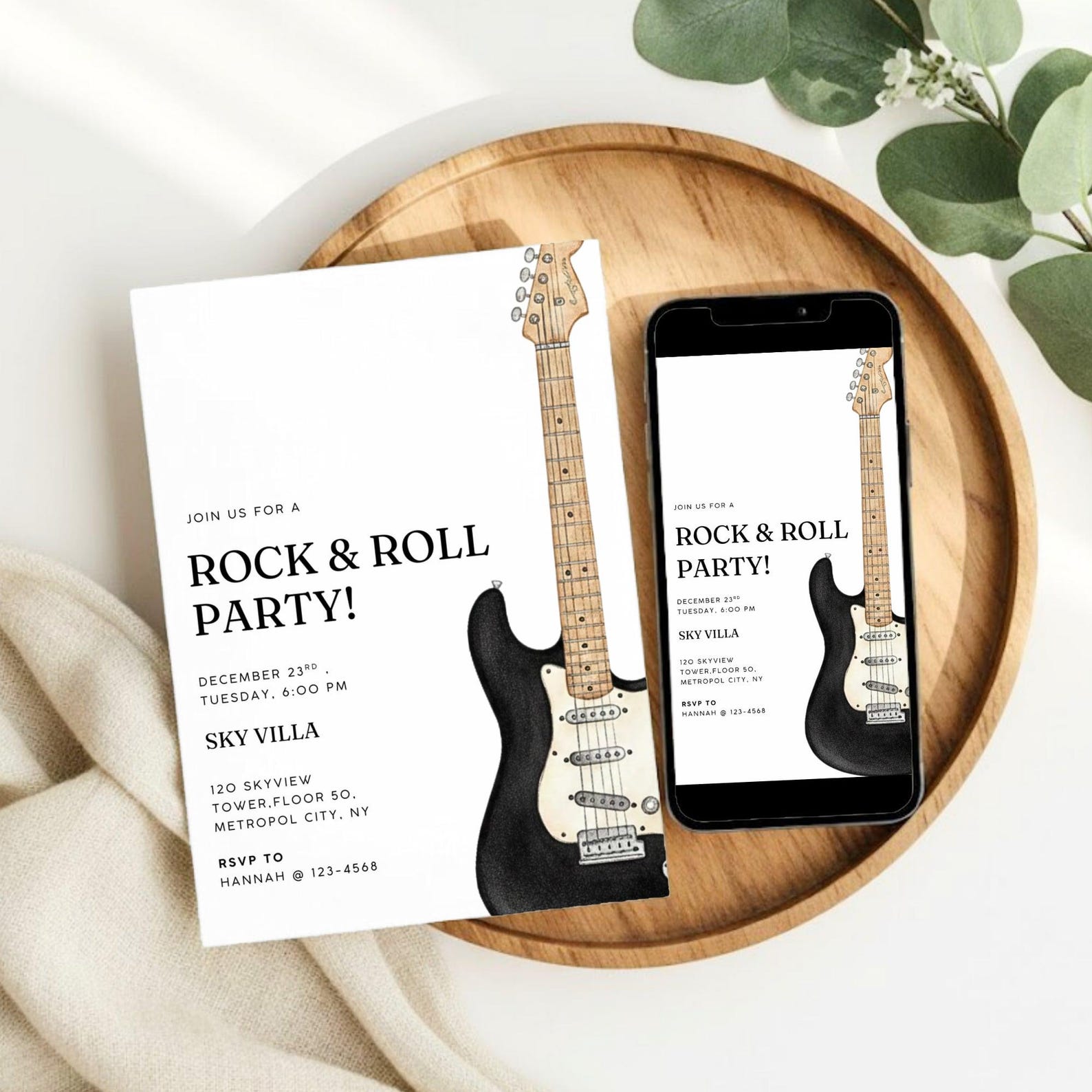 Minimalist Rock and Roll Party Invitation, Rock Music Invitation ...