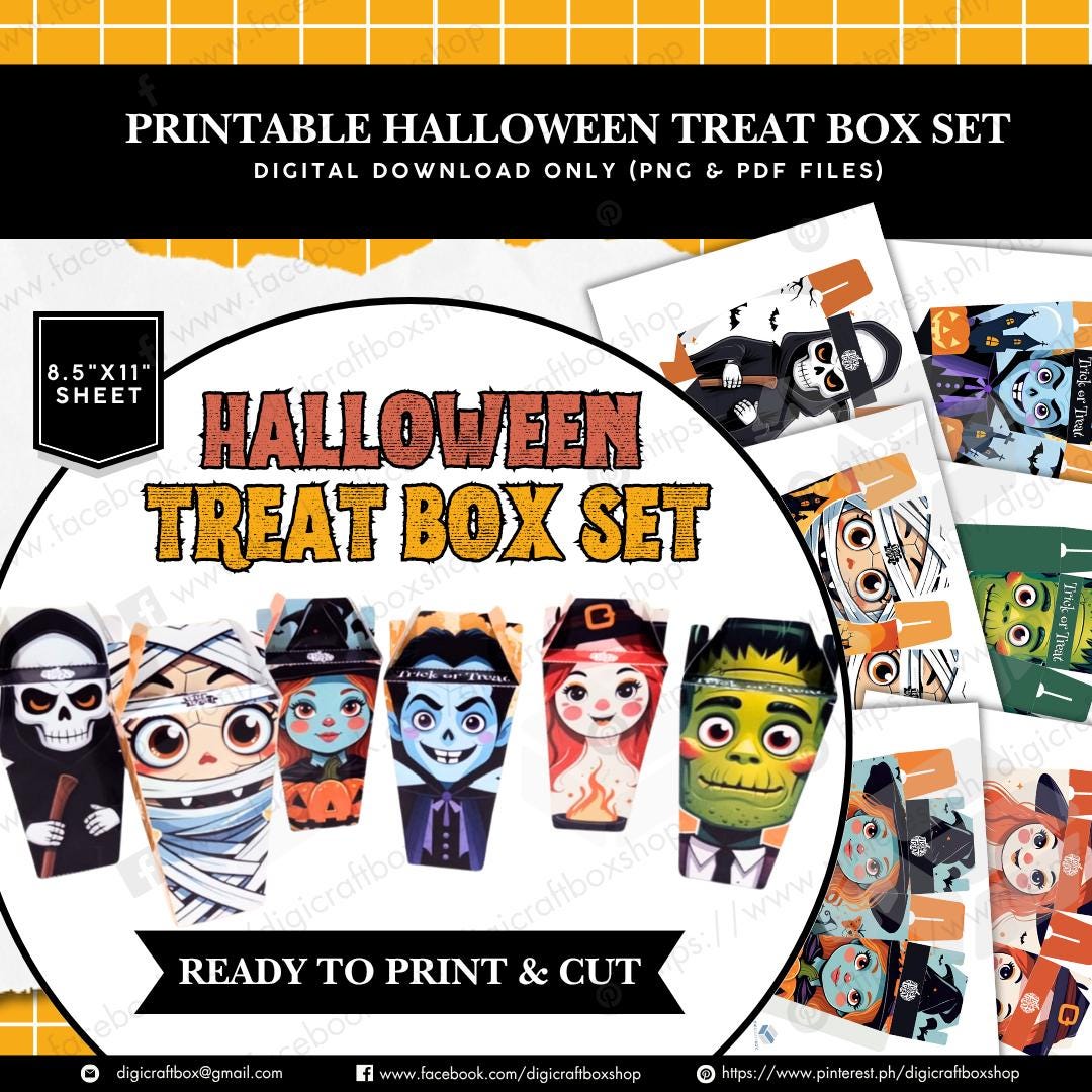 Halloween Treat Box: Printable Candy Boxes for Kids (PDF + PNG) - Etsy