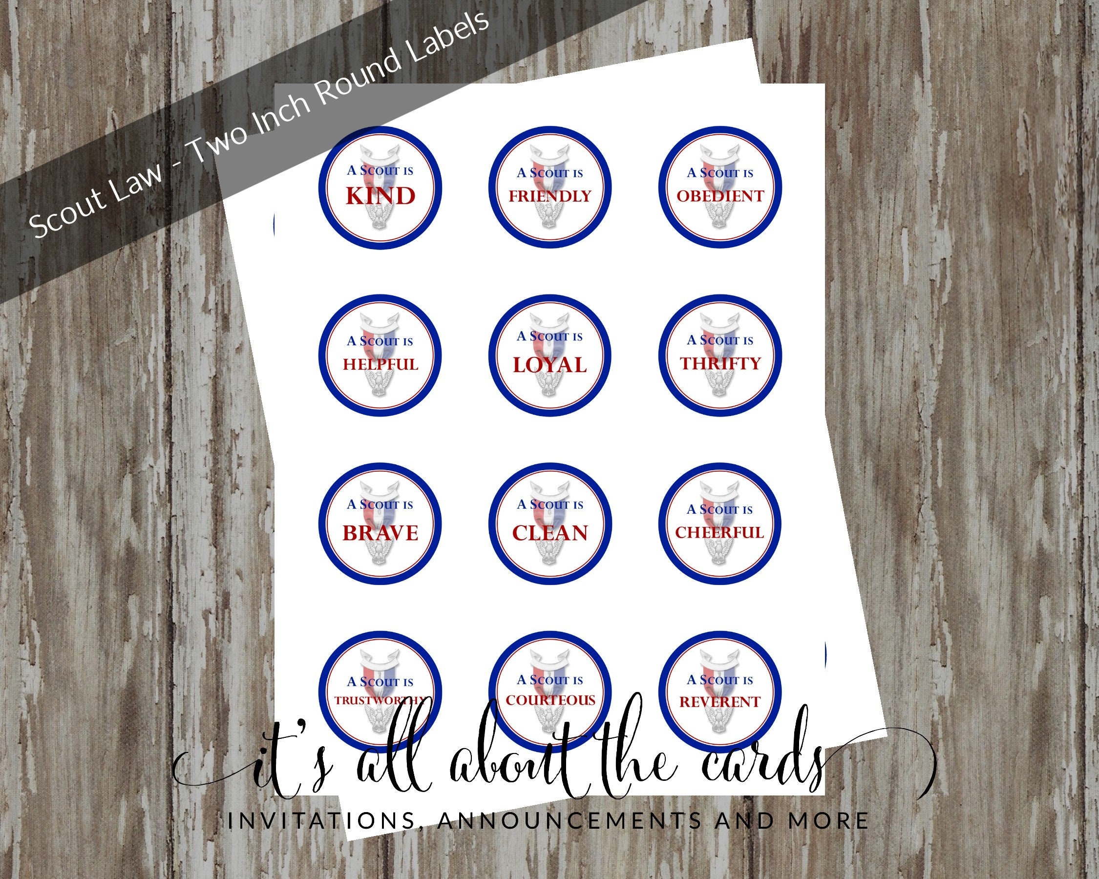 NEW SCOUT LAW 2 Inch Round Labels - Boy Scout - Eagle Scout - Digital ...