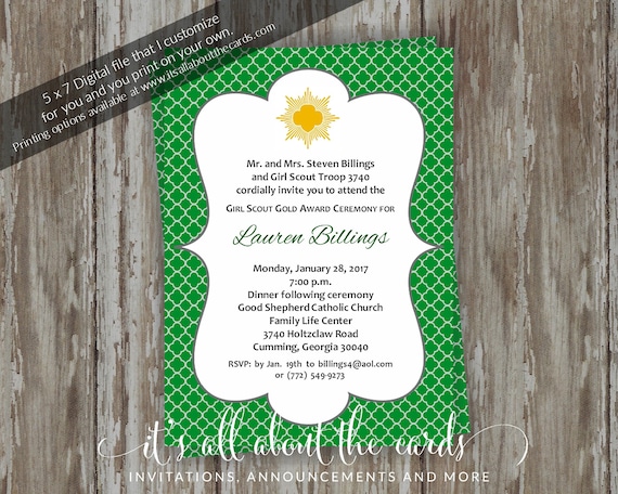 Girl Scout Gold Award Invitations leadership - Etsy