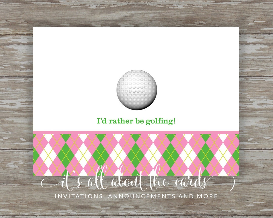 Set of 10 - 5 X 7 FLAT Golf Note Cards With Envelopes - I'd Rather Be ...