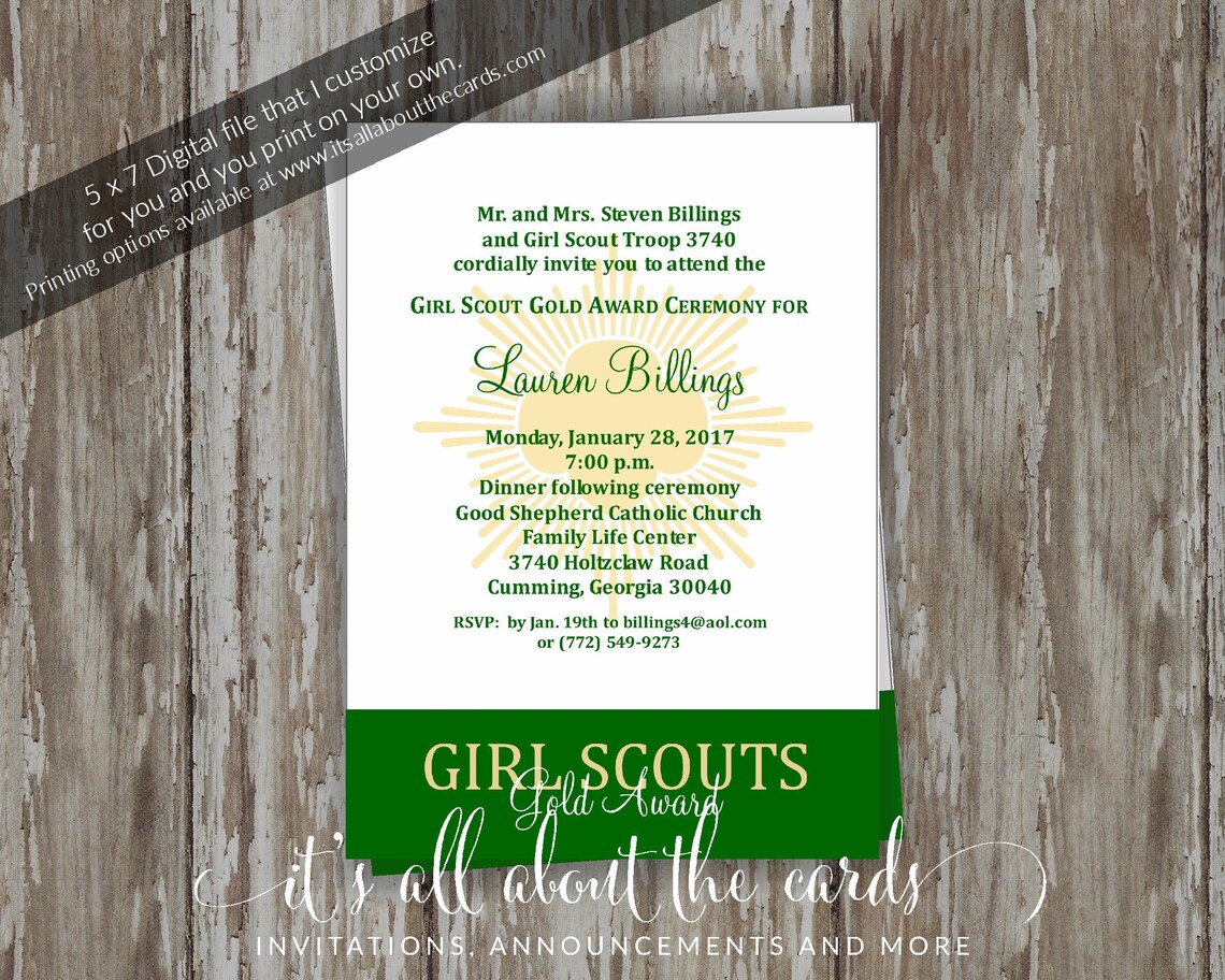 Girl Scout Gold Award Invitations - "courageous" - Etsy