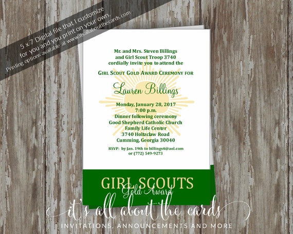 Girl Scout Gold Award Invitations courageous | Etsy