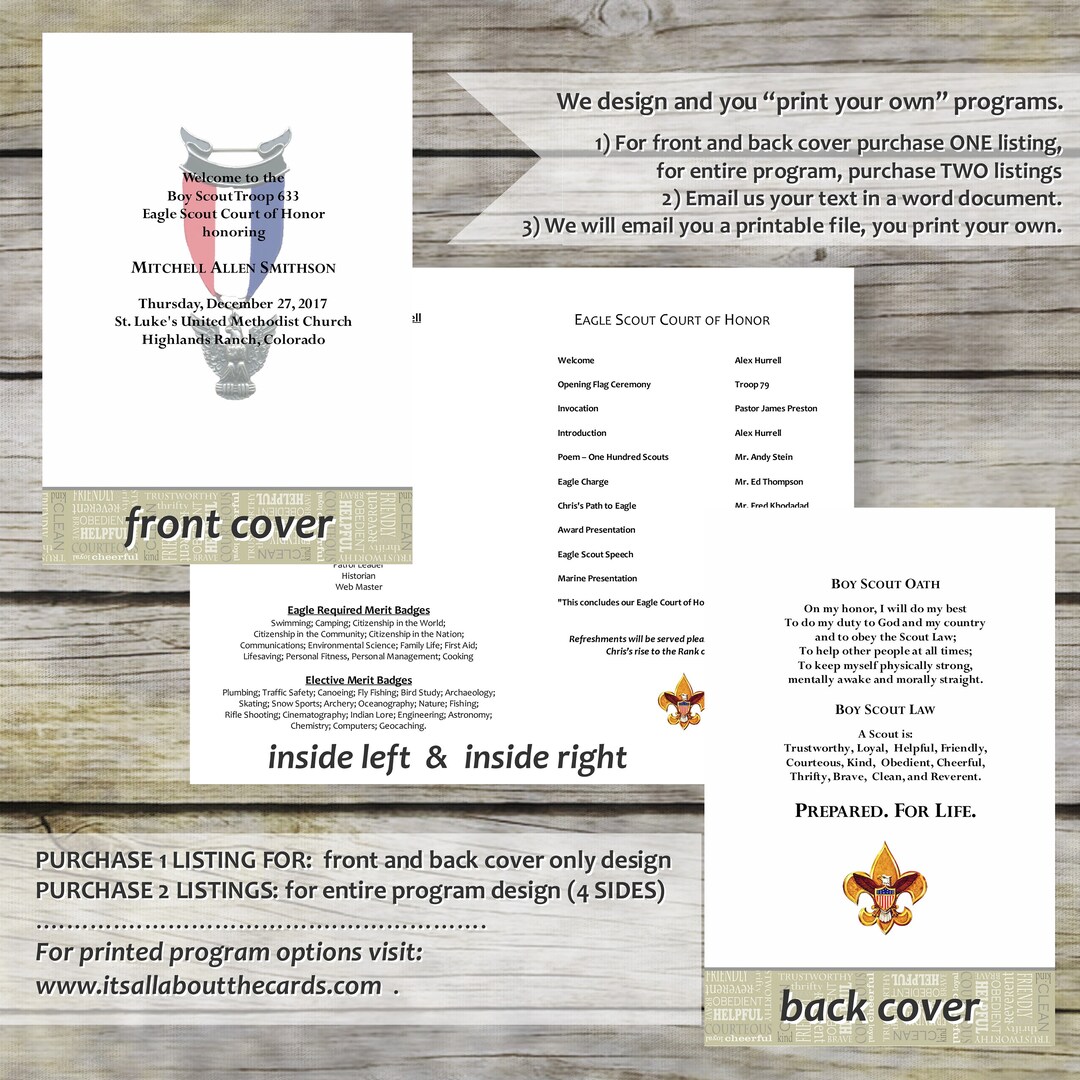 Eagle Scout Programs Digital File Print Your Own - Etsy