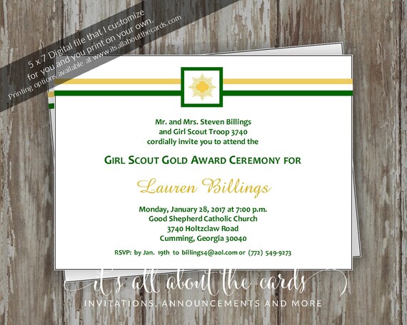 Girl Scout Gold Award Invitations responsible | Etsy