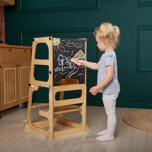 8in1 Convertible Toddler Tower With Chalkboard, Safety Net, Paper Roll ...