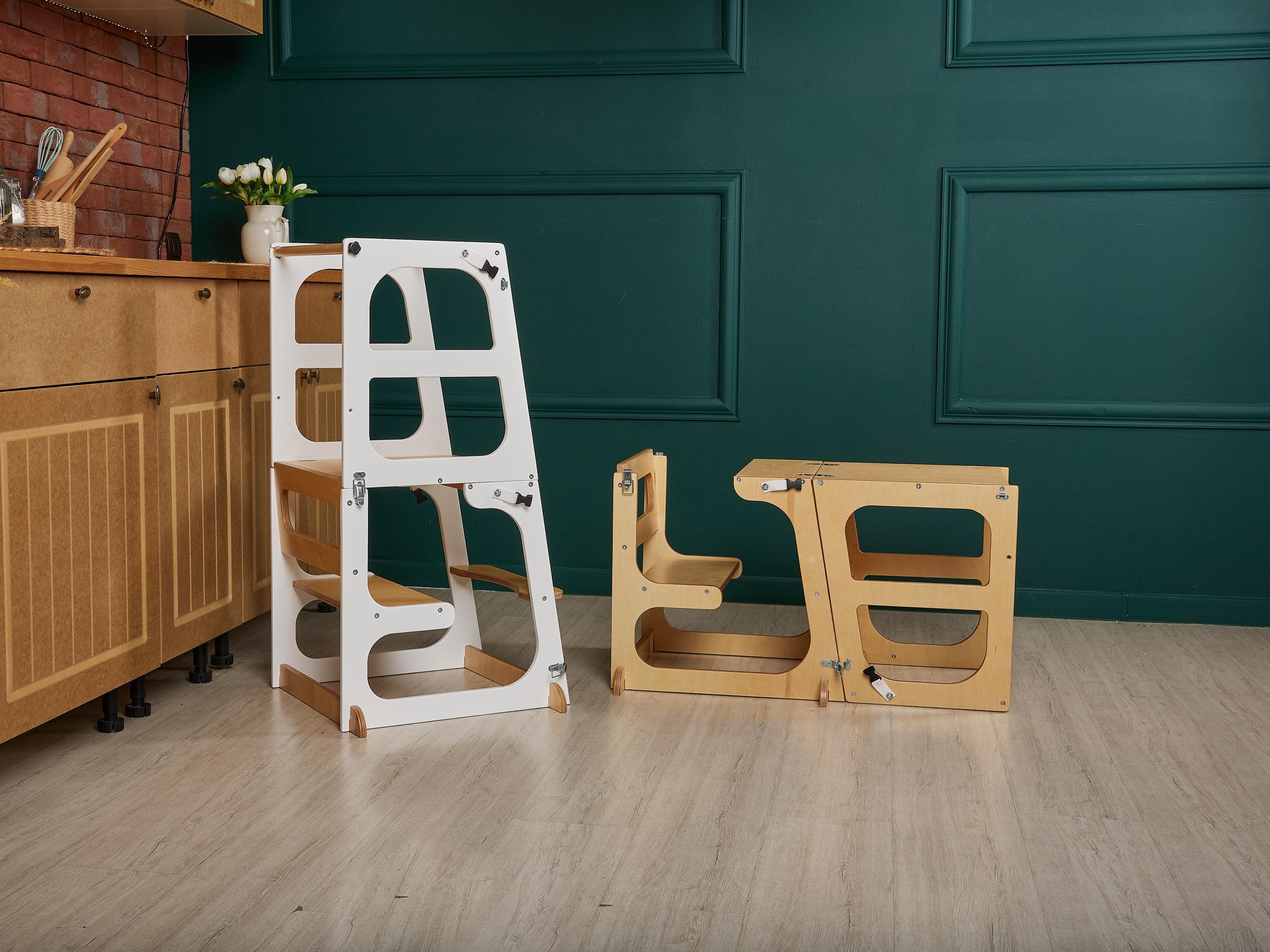 8in1 Convertible Toddler Tower With Chalkboard, Safety Net, Paper Roll ...