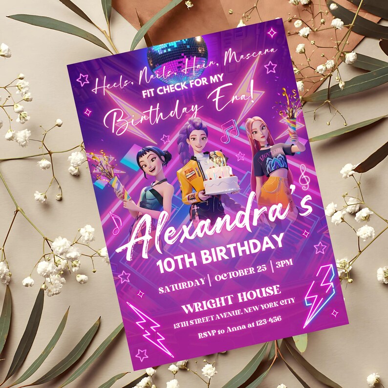 Kpop Demon Hunters Birthday Invitation Template Editable Canva Template ...